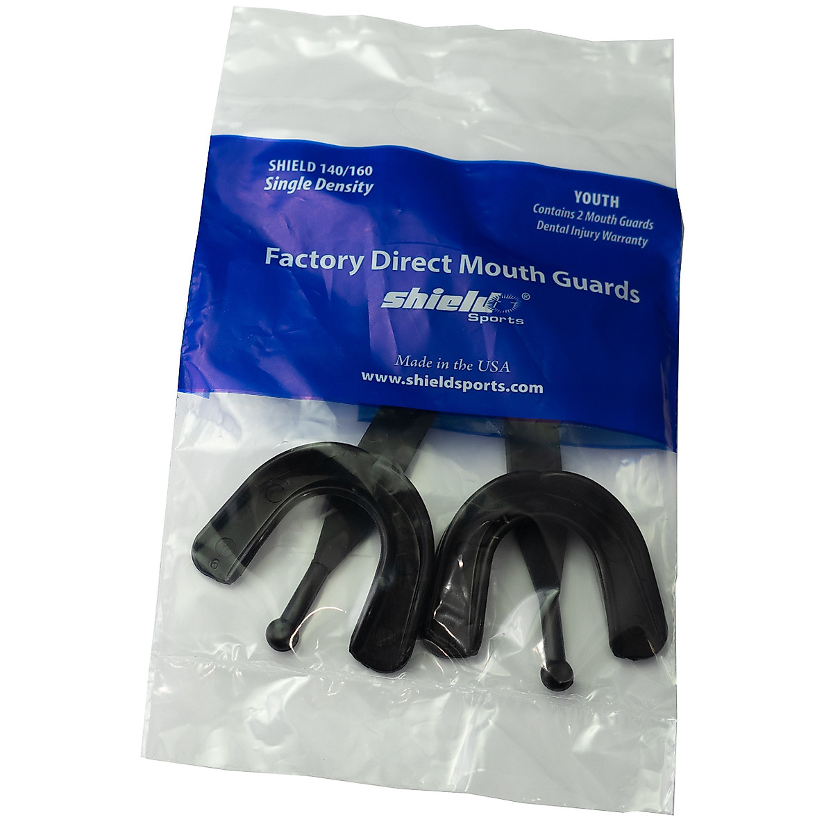 Shield Sports – Youth Single Density Mouth Guard with Strap – 2 Pack – Made in The USA