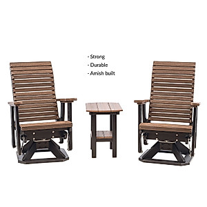 EcOasis Anchor Bay Amish Crafted Poly Outdoor Swivel Glider, High-Back (Brazilian Walnut on Black)