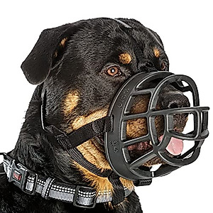 BASKERVILLE Ultra Dog Muzzle- Black Size 5, Perfect for Large Dogs, Prevents Chewing and Biting, Basket allows Panting and Drinking-Comfortable, Humane, Adjustable, Lightweight, Durable