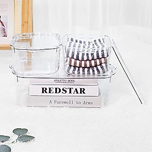 ANMINY 3PCS Clear Plastic Storage Bins Stackable Lidded Storage Boxes Baskets Cubes with Handles Removable Lids Decorative Home Kitchen Closet Shelf Organizer Clothes Towel Blanket Kid Toy Containers