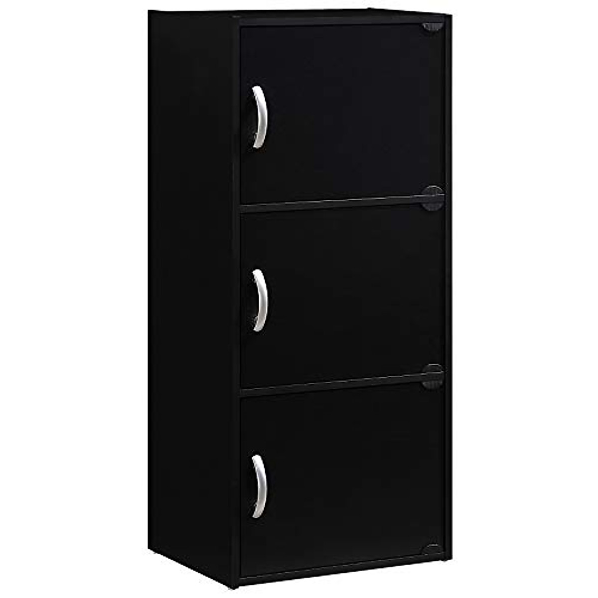 HODEDAH IMPORT 3-Shelf Bookcase Cabinet, Black