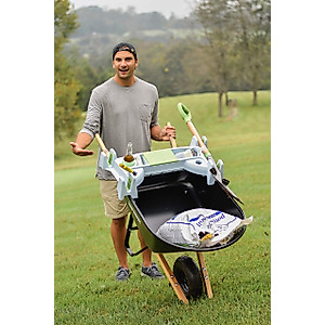 The Burro Buddy, USA Made Lawn/Garden Tray for All 4-6 cu. ft. wheelbarrows. Holds rake, Shovel, Short Handle Tools, Drinks & Water Tight Storage for Phone. Wheelbarrow not Included. Great Gift!