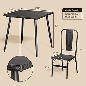 Gizoon 30" Dining Table Set for 2, 3-Piece Romantic Kitchen Table and Chairs with 1.2" Thick Board for Home, Apt, Balcony, Space-Saving, Heavy-Duty, Black