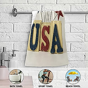 USA Flag Retro Towel Set of 2 4Th July Bath Hand Towels Bathroom Decorative Kitchen Towels Highly Absorbent Soft