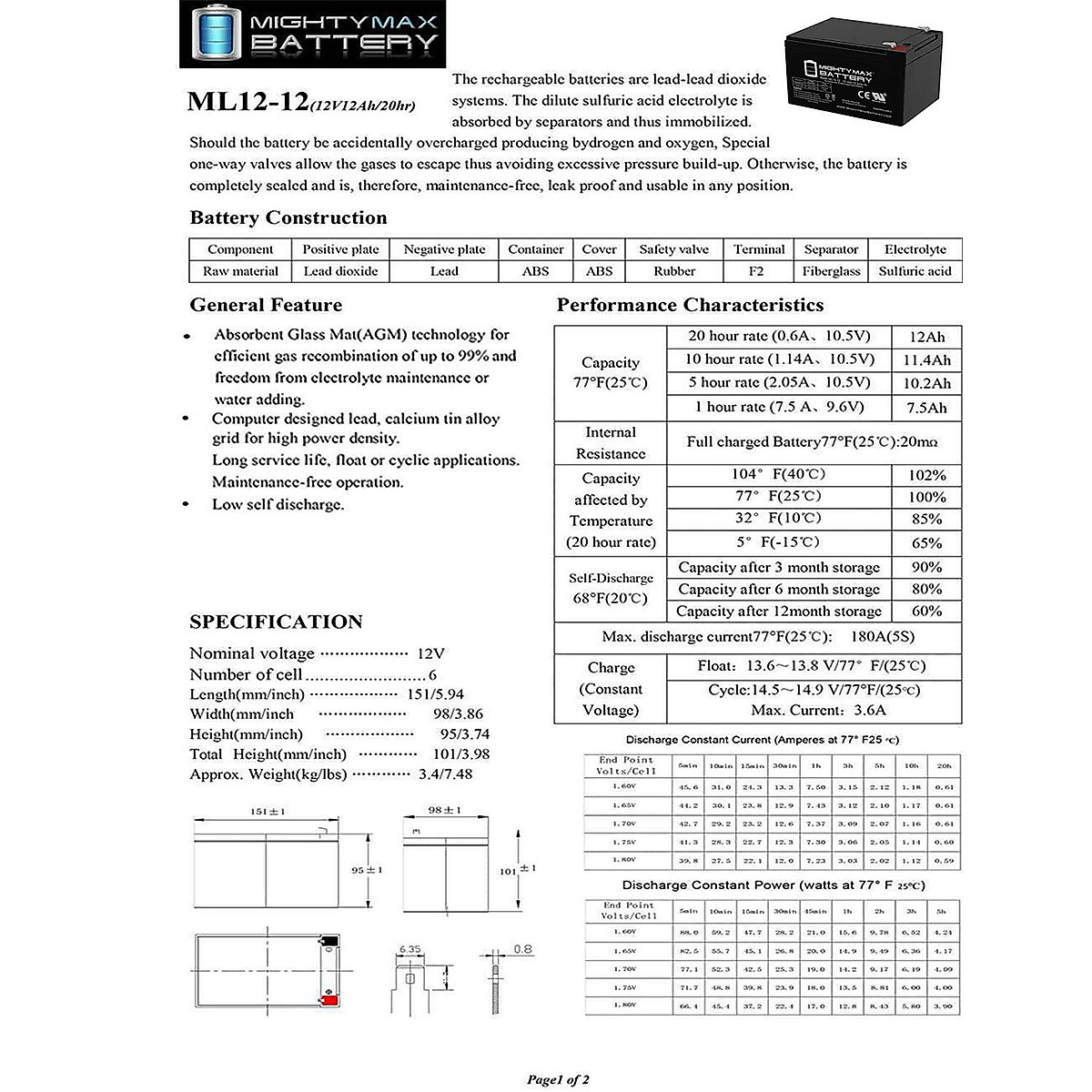 Mighty Max Battery 12V 12AH SLA Replaces Drive Medical Spitfire Scout 4 Wheel SFSCOUT4