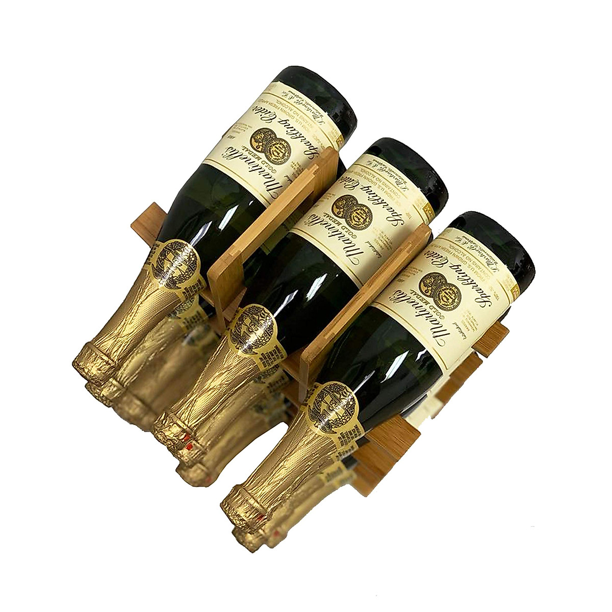 DECOMIL - 12 Bottle Samurai Style Stackable Modular Wine Rack Wine Storage Rack Solid Bamboo Wine Holder Display Shelves, Wobble-Free (12 Bottle Capacity - Samurai Style Capacity)