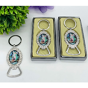 Guardian Angel Watching Kids Bottle Opener Elegant Keychain Party Favor Bautizo Recuerdos Wedding Communion Baptism Christening - 12 PCS