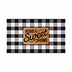 Ckorzen Cotton Buffalo Plaid Rug 3x5 ft Outdoor Black and White Check Rug Retro Lattice Checkered Rugs Reversible Woven Washable Front Porch Rugs for Layered Front Door Mats