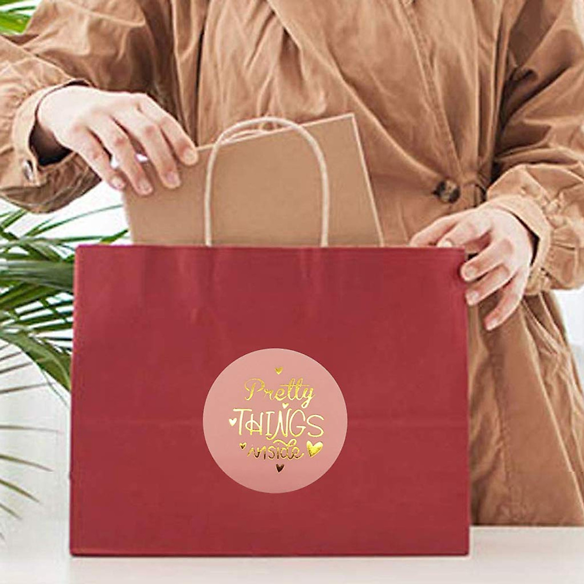 Famcry 500pcs Pretty Things Inside Sticker Gold Foil Seal Label Scrapbookingation