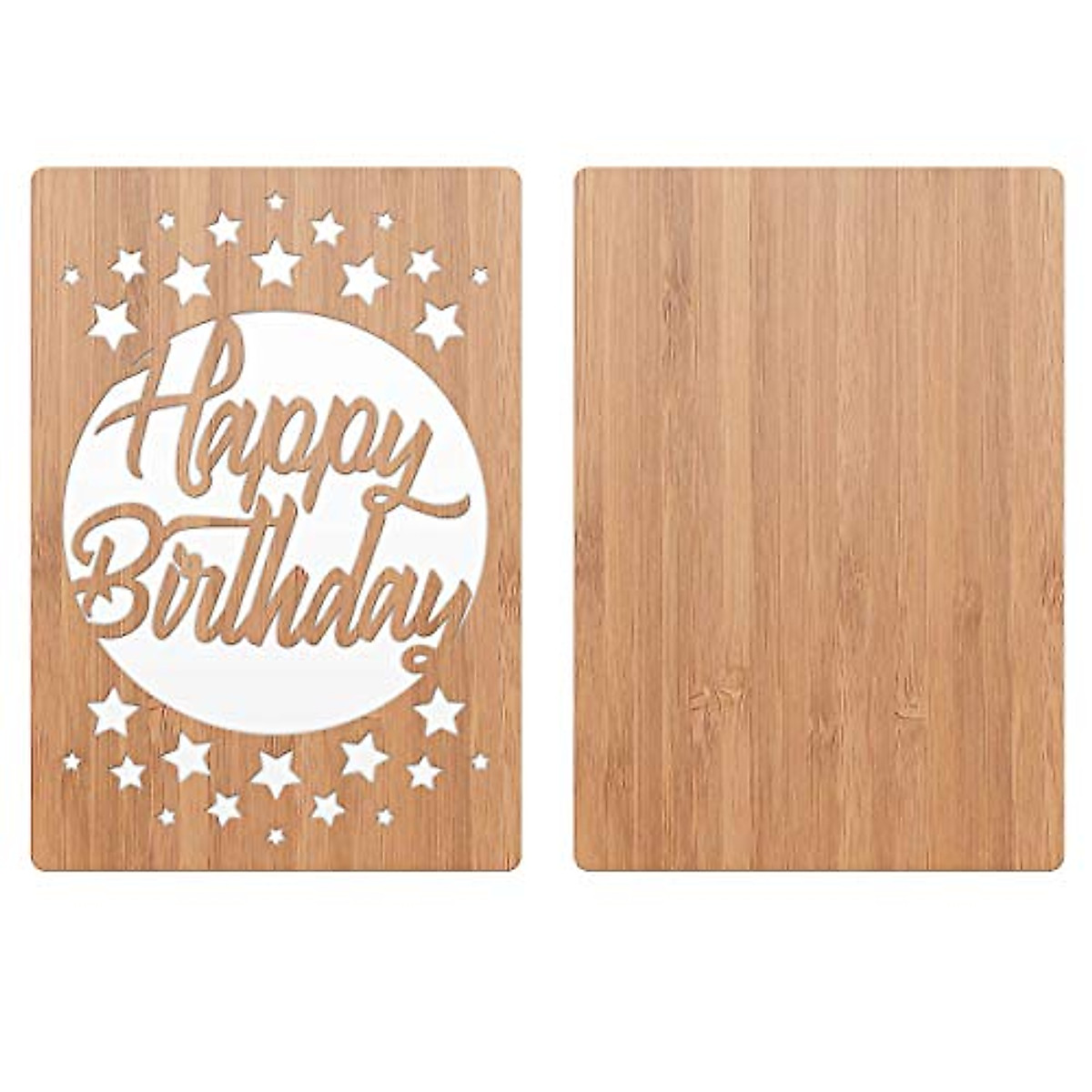 Happy Birthday Card by HeartSpace, Birthday Stars Design: Premium Wooden Greeting Cards Handmade From Sustainable Real Bamboo Wood