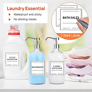 TESWEY Laundry Labels for Jars, Minimalist Laundry Room Labels Set, 18PCS PVC Laundry Room Labels for Organizing, Waterproof Labels for Laundry Containers Glass Jars, with DIY Blank Labels