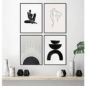 Onivein Matisse Wall Art Prints Set of 6 Black and White Boho Posters Matisse Minimalist Abstract Modern Bohemian Line Artwork Women Body Pictures for Bedroom Living Room Decor（8x10inch, Unframed