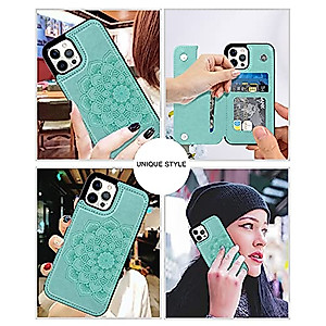 BENTOBEN iPhone 12 Pro Max Case, iPhone 12 Pro Max Wallet Case, PU Leather Heavy Duty Rugged Card Holder Shockproof Flip Folio Phone Case Cover for iPhone 12 Pro Max 6.7", Green