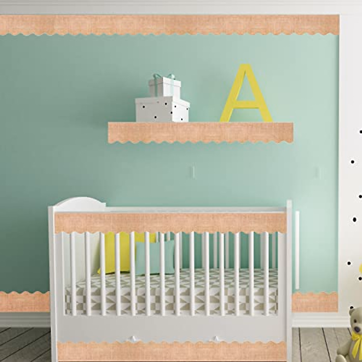 99 Feet Burlap Bulletin Board Border 3 Rolls Burlap Scalloped Borders Trim Fall Classroom Bulletin Board Rolled Trim Farmhouse Decoration for Thanksgiving Back to School Classroom School Party Decor