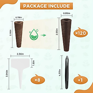 Yizhet 120 Pack Grow Sponges, Seed Pods Replacement Root Growth Sponges Compatible with AeroGarden, Seed Pods Kit with 8 Plant Labels and 1 Tweezers for Hydroponic Indoor Garden System