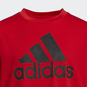 adidas Boys' Short Sleeve AEROREADY Performance Logo Tee T-Shirt, Scarlet, Large