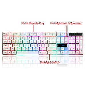CHONCHOW Gaming Keyboard and Mouse LED Backlit Combo (White)
