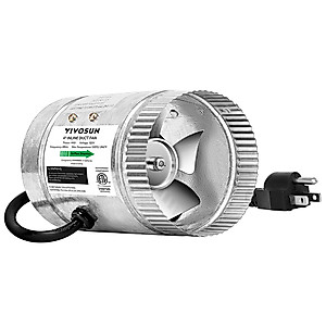 VIVOSUN 4 Inch Inline Duct Fan 100 CFM, HVAC Exhaust Ventilation Fan with Low Noise for Basements, Bathrooms, Kitchens and Attics, Silver