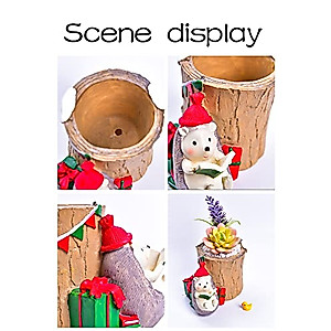 Creative potted plants with drainer garden pots resin succulent potted bonsai cartoon home desk mini ornaments Light-Yellow