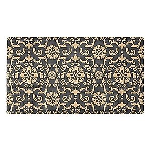 Bath Tub Shower Mat - Anti-Slip PVC Material 15.1x26.8 in, Gentle Cushioning Quick Drying Suction Cups Reliable Solution - Vintage Flowers Pattern Non-Slip Floor Mat