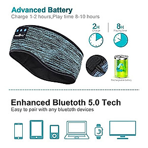 MUSICOZY Sleep Headphones Wireless Bluetooth Headband, Music Sports Sleeping Headband Headphones for Workout, Jogging, Yoga