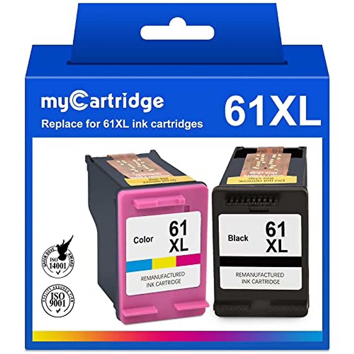 myCartridge 61XL Remanufactured Ink Cartridge Replacement for HP 61 XL 61 Envy 4500 5530 Deskjet 1010 3510 2540 OfficeJet 4635 4630 Printer (1 Black 1 Color)