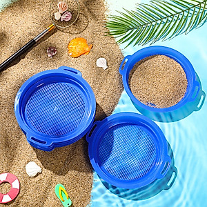 12 Pcs Sand Sifter Plastic Sand Sieve Dirt Sifter Rock Sifter Sand Sifter Sieves Sand Sifting Pan Gift for Kids Girls Boys Finding Treasure Beach Rocks Shells Gardening Digging, Blue, 8.66 Inches