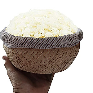 Bamboo Sticky Rice Basket Hand made 100% Eco-Friendly Prestige Collection Food Safe for Cooking Cloth + 2 piece Family Electric Cooker Steamer