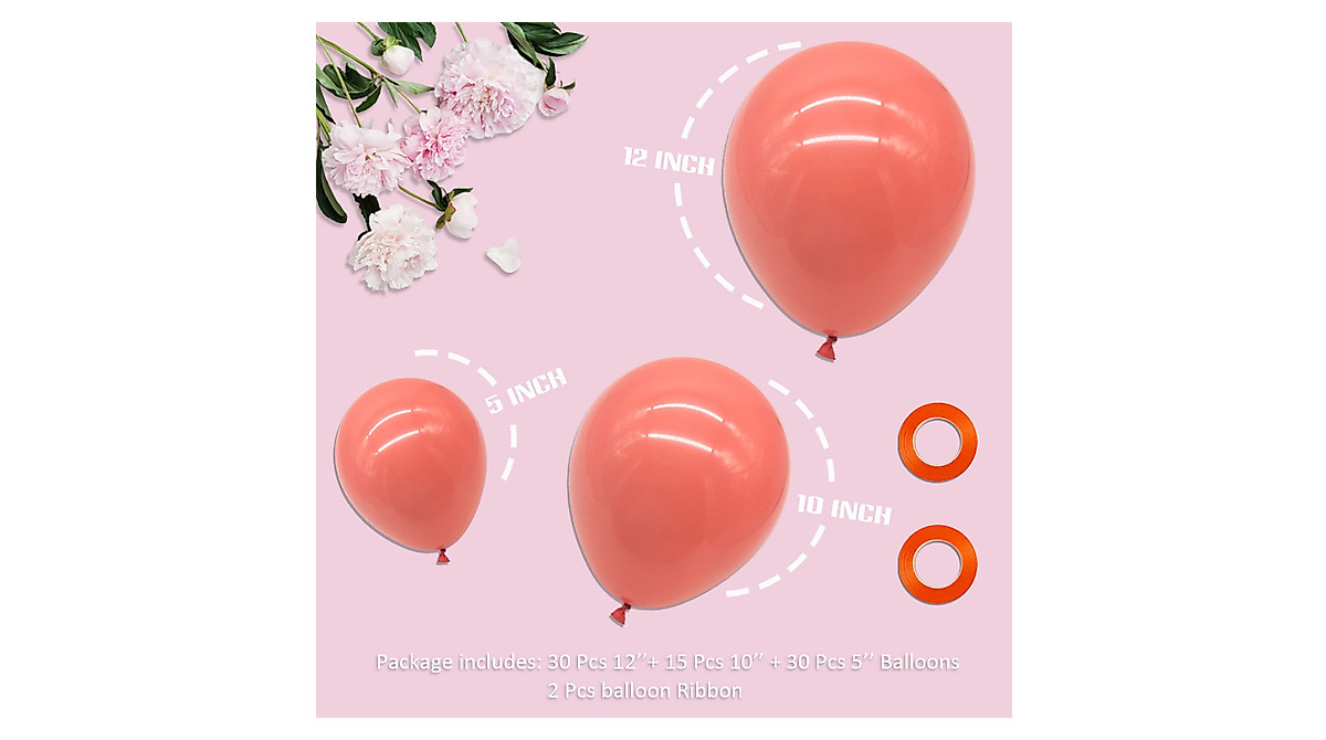77 Pack Coral Balloons for Weddings & Parties