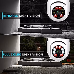 Wireless WiFi Light Socket Bulb Security Camera 360 Degree PTZ Home Camera Floodlight Night Vision Motion Detection 64GB Micro SD Card Included Support 2.4Ghz and 5Ghz