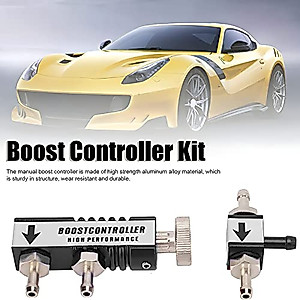 BELOMI Turbo Engine Controller Kit, Universal 1-30 PSI Manual Turbo Boost Controller, Aluminum Adjustable Boost Bleed Valve, Vehicle Interior Modification Accessories for Most Car (Black)