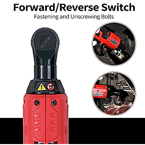 MANUSAGE 3/8" Cordless Electric Ratchet Wrench Set, 20V Cordless 44.25 Ft-lbs 380 RPM Ratchet Kit