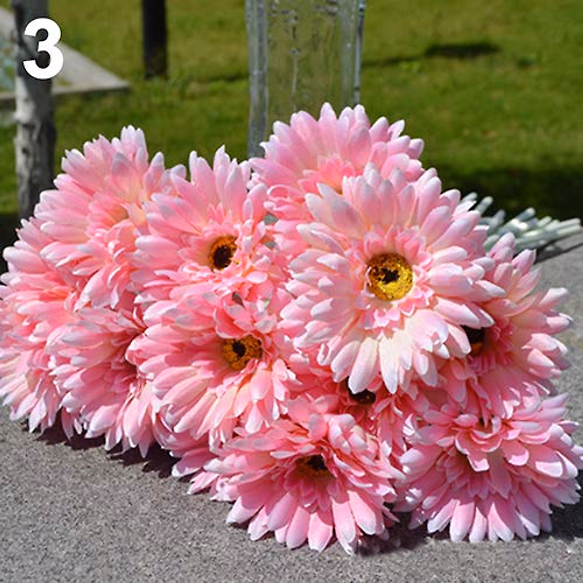 Acamifashion Real Touch Feel Fake Bouquet 1 Pc Artificial Silk Gerbera Daisy Flower Wedding Party Bouquet Home Garden Decor - Pink
