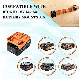Crivnhar 5 Pack Battery Holder for RIDGID 18V Battery Mounts Dock Holder Fit for L1815R B1820R L1830R B1830R B1820 R840084 AC840084 AC840083(w/20 Screws, No Battery)