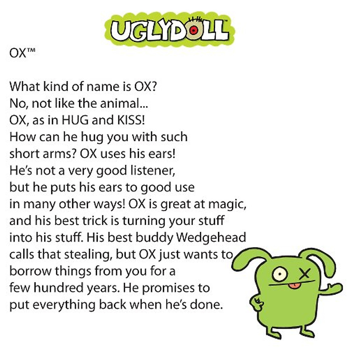 Ugly Doll Classic Plush Doll, Ox