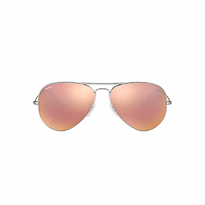 Ray-Ban. Rb3025 Classic Aviator Sunglasses, Matte Silver/Light Brown Mirrored Pink, 58 mm