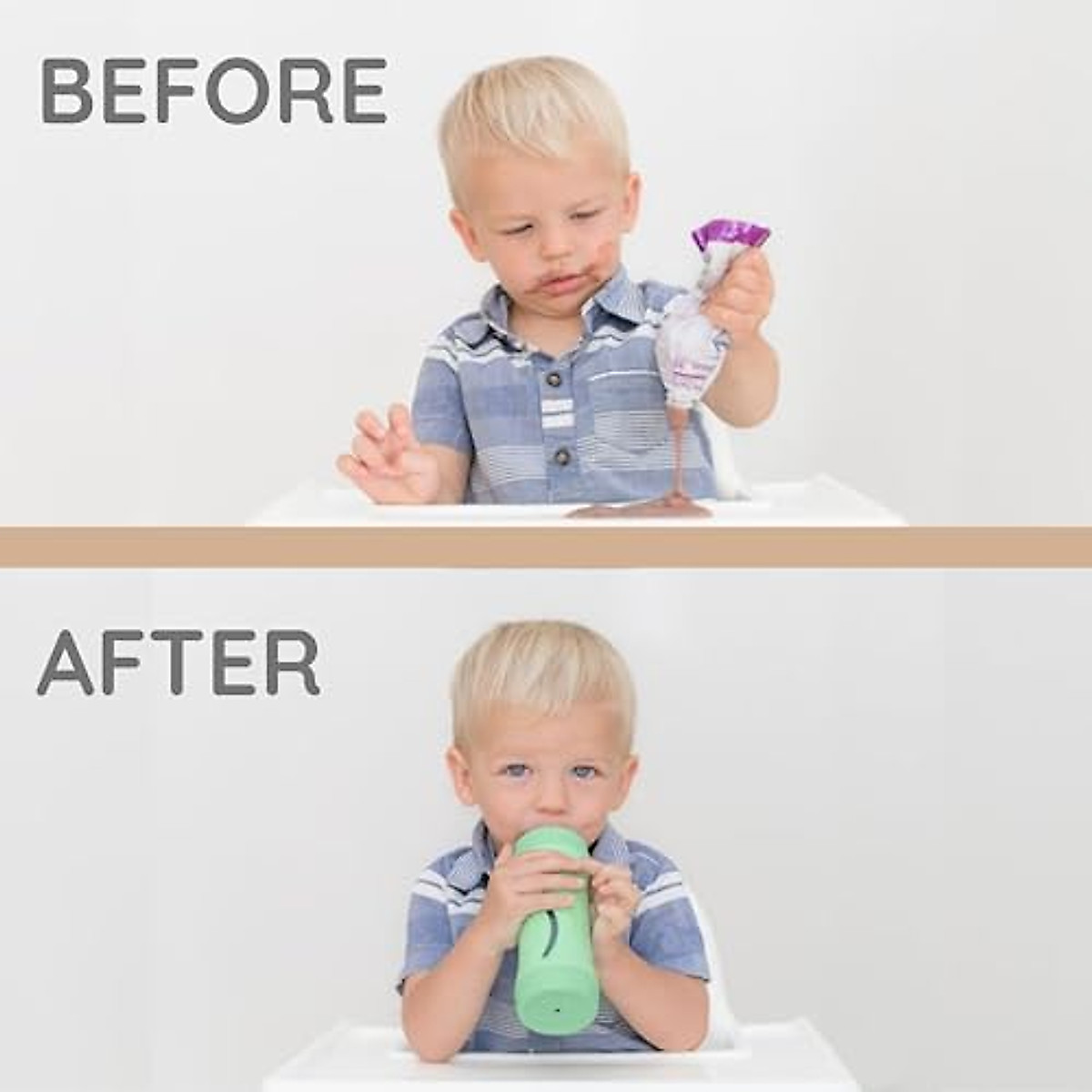 Subo Baby Food Bottle | No Mess Baby Toddler Self Feeder | Squeeze Free Design for Purees, Smoothies, Yogurt, Oatmeal, or Thickened Liquids | Reusable Silicone Washable Cup (Oatmeal)