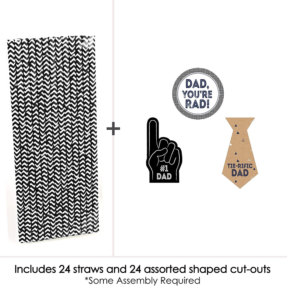 Big Dot of Happiness My Dad is Rad Paper Straw Decor - Father's Day Party Striped Decorative Straws - Set of 24