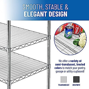 Shelf Liners for Wire Shelf System - Set of 4 in Graphite - 18 x 36 inch - Plastic Wire Shelving Shelf Mats - Made in USA