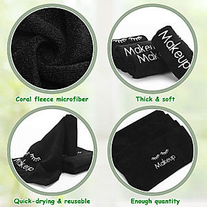 Jadive 20 Pcs Makeup Towels Black 13 x 13 Inches Microfiber Makeup Washcloths Women Makeup Remover Towels Cloth Pads Reusable Face Towels Cleansing Cloth Absorbent Wash Cloth (Cute Style)