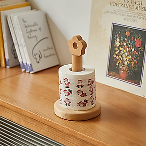 Toilet Paper Holder Stand, Cute Flower Design Wooden Toilet Paper Holder Free Standing, Decorative Toilet Roll Holder, Scrunchies Holder Stand, Hair Ties Organizer