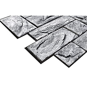 Retro-Art 3D Wall Panels, Pack of 10, Natural Stone Blocks in Grey, PVC, 17.5" x 23.75", Cover 28.86 sq.ft. 573SG