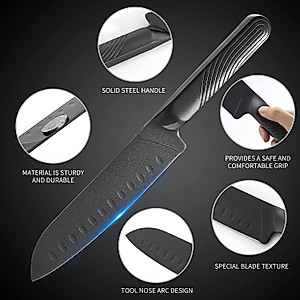 TANSUNG Santoku Knife Ultra Sharp Chef Kitchen Knife Cutting Cooking Knife with Durable Stainless Steel Nonstick Blade Ergonomic Handle for Home Gourmet Restaurant Cooker Gift