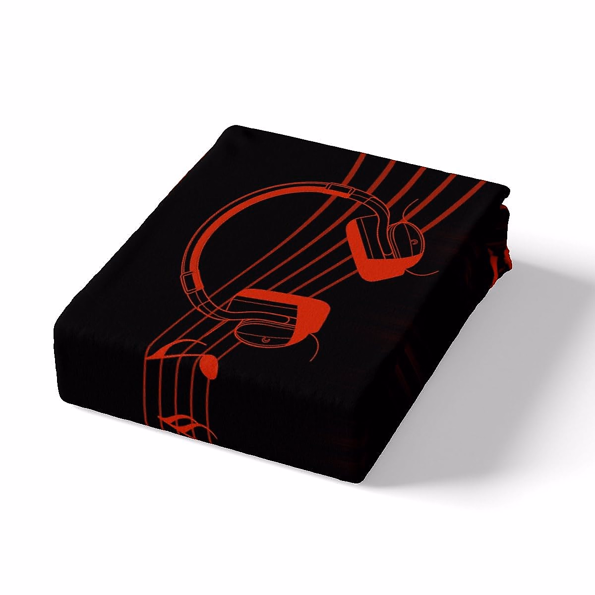 Feelyou Abstract Ombre Bedding Set Full Size Kids Red and Black Musical Comforter Cover Set for Boys Girls Teens Music Geometric Duvet Cover Striped Bedspread Cover Room Decor Quilt Cover