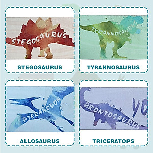 ROYOR Dinosaur Room Wall Decor Art Dinosaur Wall Art Decor 4 Pieces, Dinosaur Decorations for Boys Room Playroom Sign