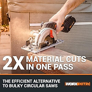 Worx Nitro 20V Brushless 4-1/2" Cordless Circular Saw, Compact Circular Saw, Up to 6,900 RPM, 0-46° Bevel Cuts, Circular Saw Cordless WX531L – Battery & Charger Included
