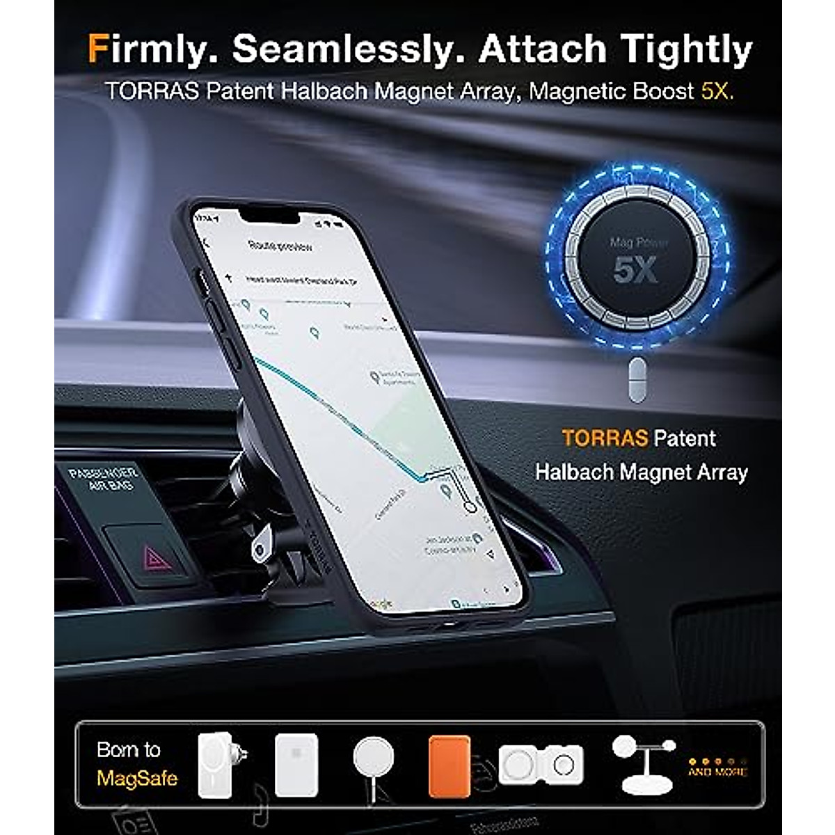 TORRAS Strong Magnetic Specialized for iPhone 13 Case with Stand, Compatible with MagSafe, Sturdy Built in Kickstand, Military Grade Drop Protection for iPhone 13 Phone Case, Translucent Matte Black