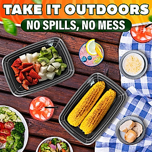 New Century, 50-Pack [32 oz] 1-Compartment Food Container - Rectangular Meal Prep Bento with Lid - Portable Lunch Box - Stackable - BPA Free - Freezer/Microwave/Dishwasher Safe - Reusable Storage