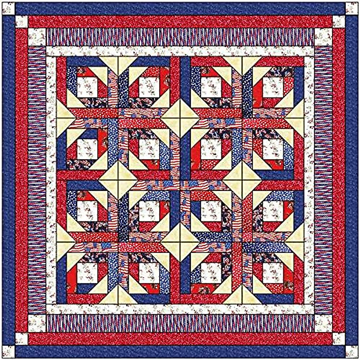 Material Maven Quilt Kit Patriotic Fouth of July, Red White and Blue