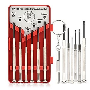 Meet Beauty 7PCS Mini Screwdriver Set, Sturdy Small Screwdriver Sets with Case, 4 Flathead, 2 Phillips, 1 Keychain Precision Screwdriver, Suitable For Eyeglass, Toys, Watch Repair